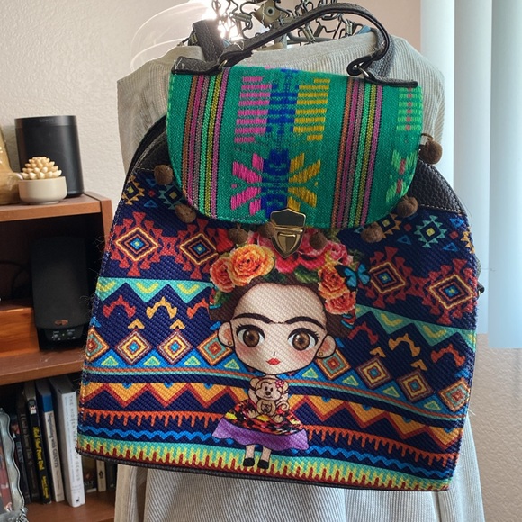 Bags | Frida Kahlo Backpack From Mexico Super Cute | Poshmark